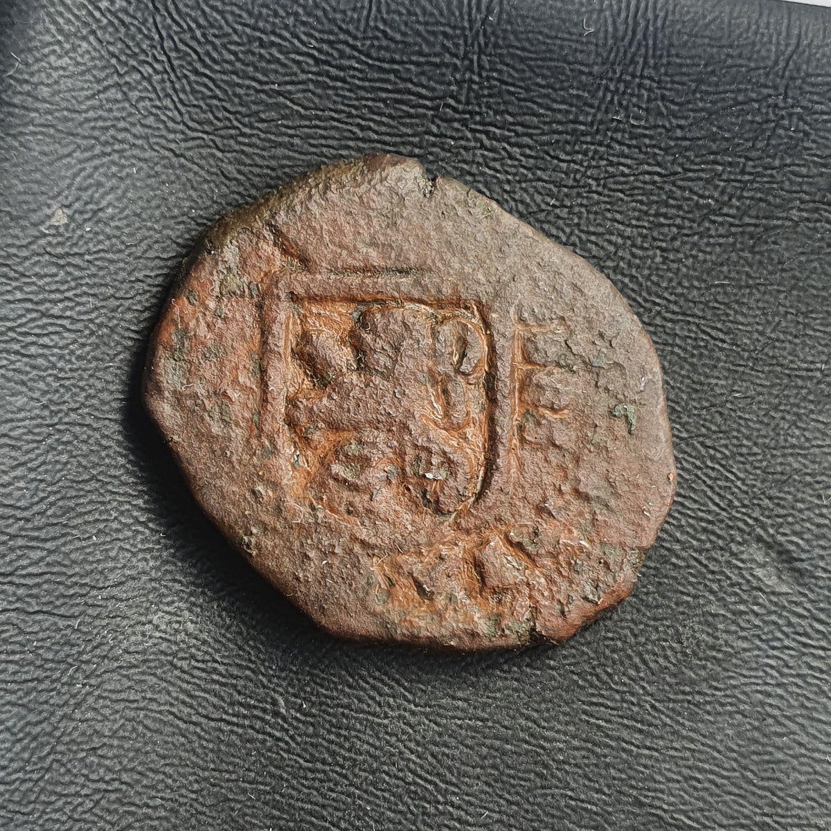 #o371# Spanish Medieval 2 maravedis coin of Charles II from 1685 AD ...