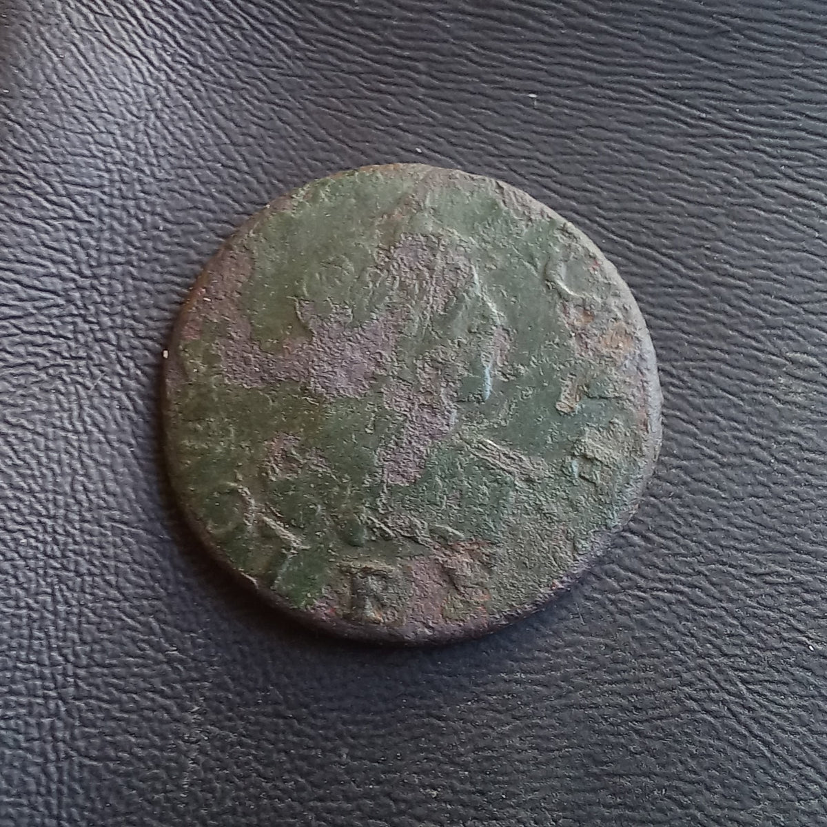 #o173# French copper double tournois coin of Louis XIII from 1640 AD ...