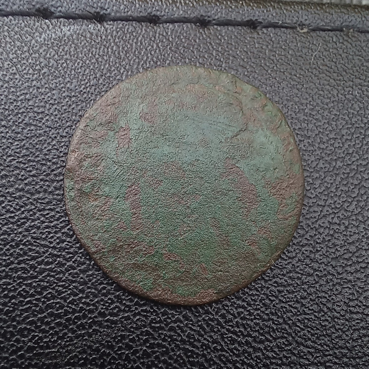 #p017# French copper double tournois coin of Charles II from 1642 AD ...
