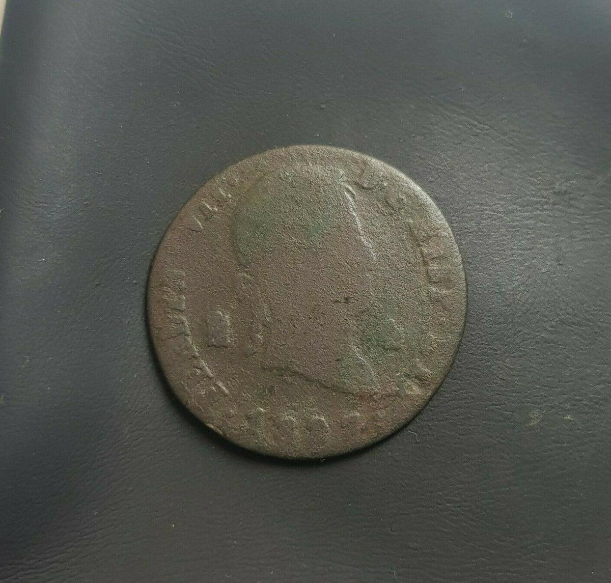 #k219# Spanish Medieval 4 maravedis coin of Ferdinand VII from 1827 AD ...